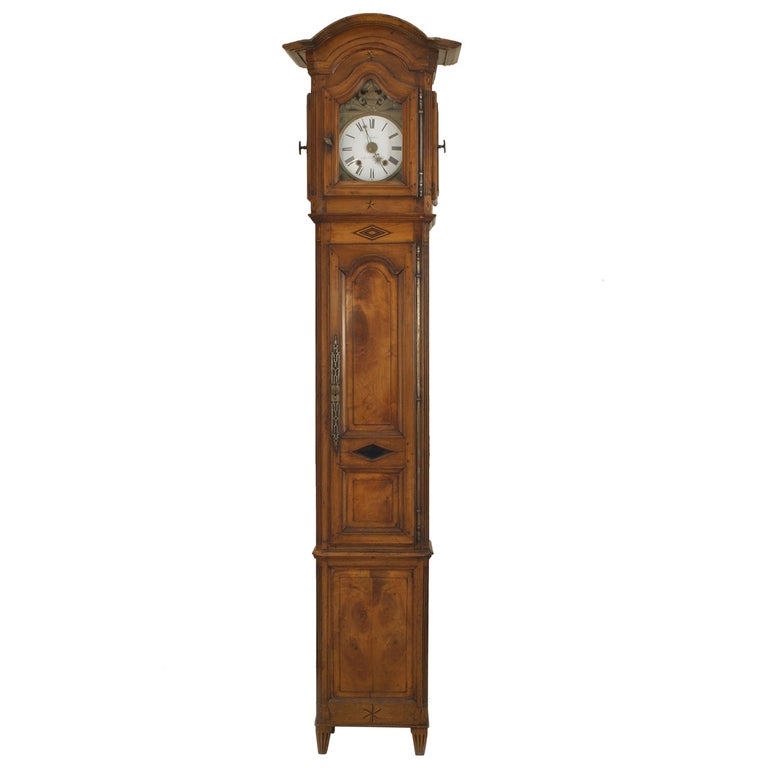 French Provincial Walnut Grandfather Clock For Sale at 1stDibs