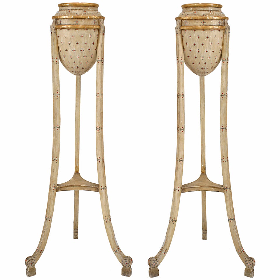 Pair Of Italian Neoclassic Amphora Planter Stands at 1stDibs