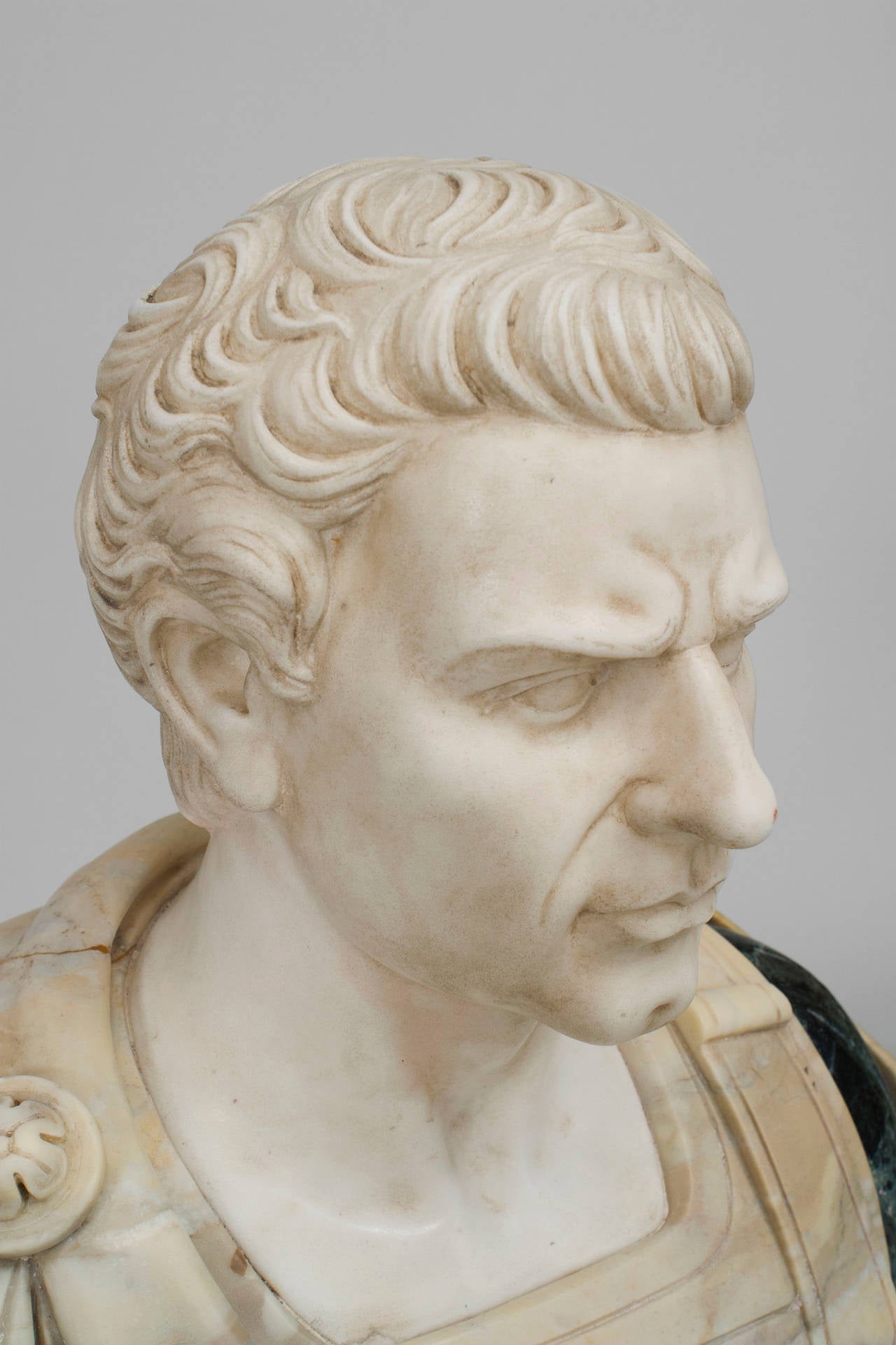 Turn of the Century Italian Neoclassical Polychrome Marble Bust of a ...