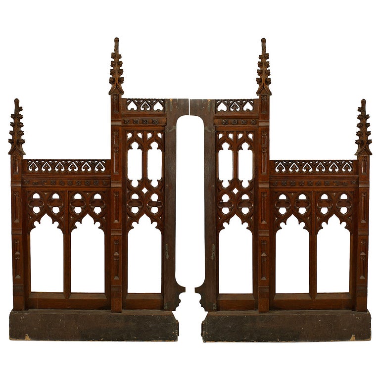 Pair of English Gothic Revival Oak Railings For Sale at 1stDibs ...