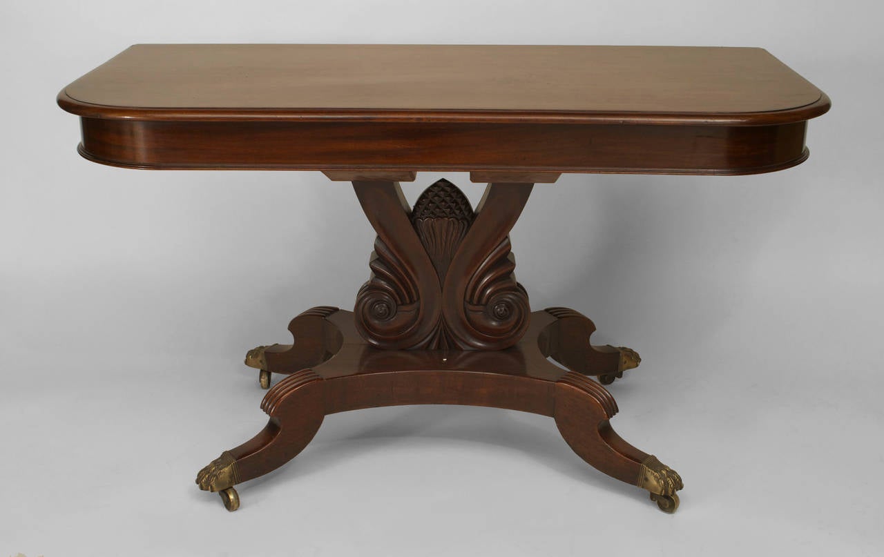American Empire Extending Mahogany Dining Table For Sale at 1stDibs