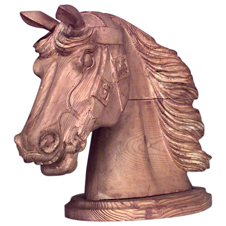 English Country Style Carved Pine Horse Head For Sale at 1stDibs