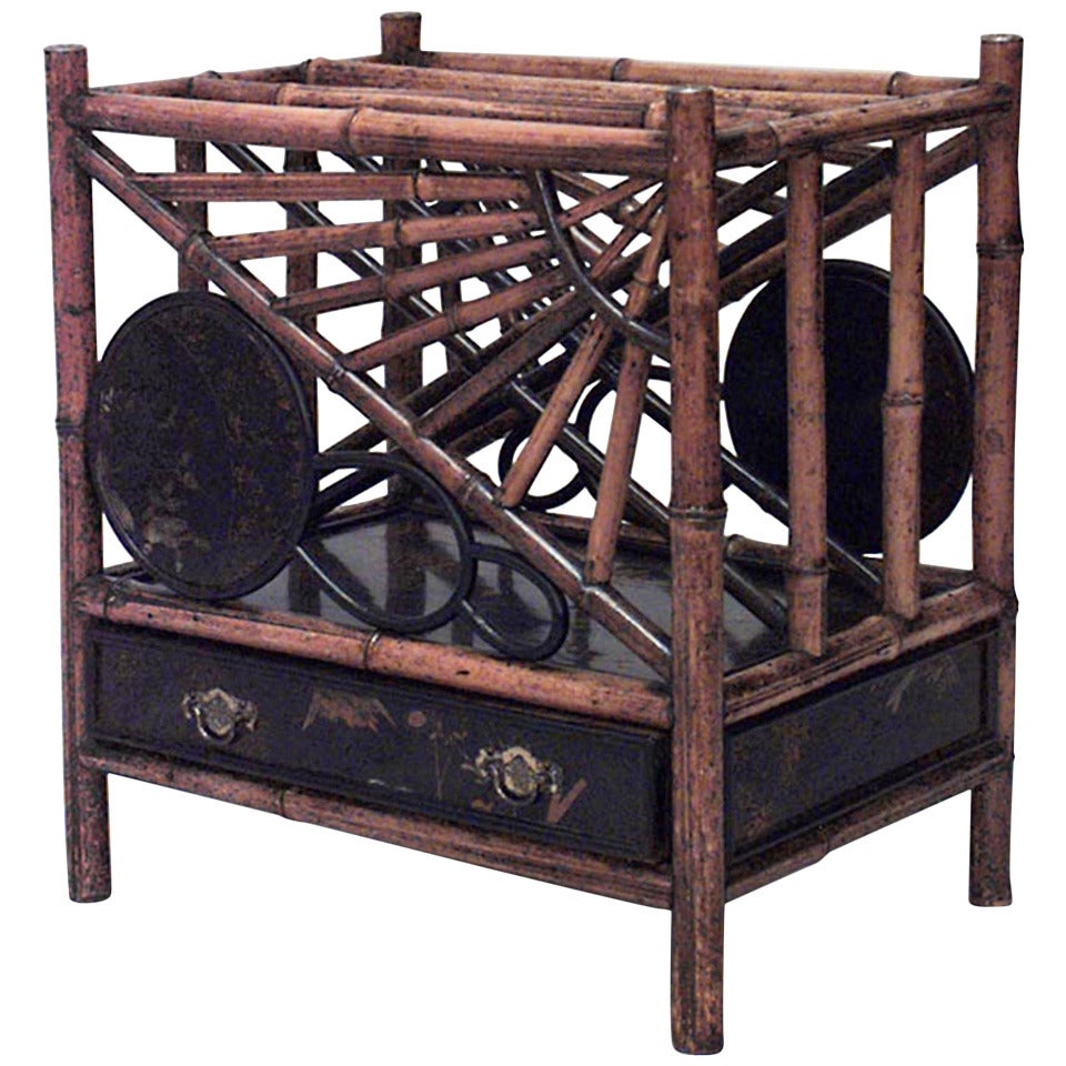 Antique English Victorian Charred Burnt Bamboo Magazine Rack Stand ...