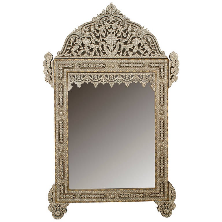 20th Century Middle Eastern Pearl-Inlaid Wall Mirror at 1stDibs