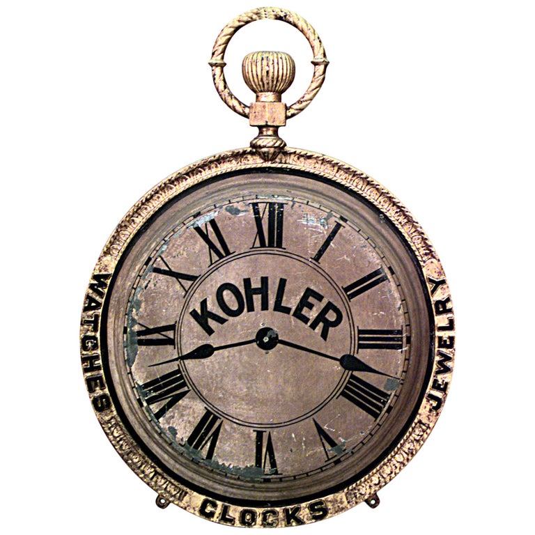 American Country Tole Painted Clock Makers Sign For Sale at 1stDibs