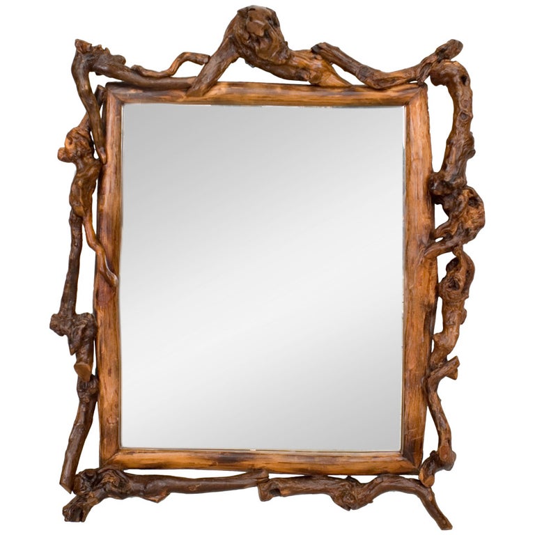 Rustic Adirondack Natural Root Wall Mirror For Sale at 1stDibs