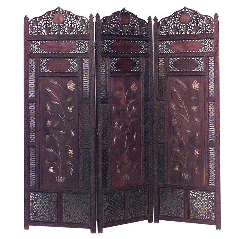 19th c. Middle Eastern Filigreed Folding Screen For Sale at 1stDibs