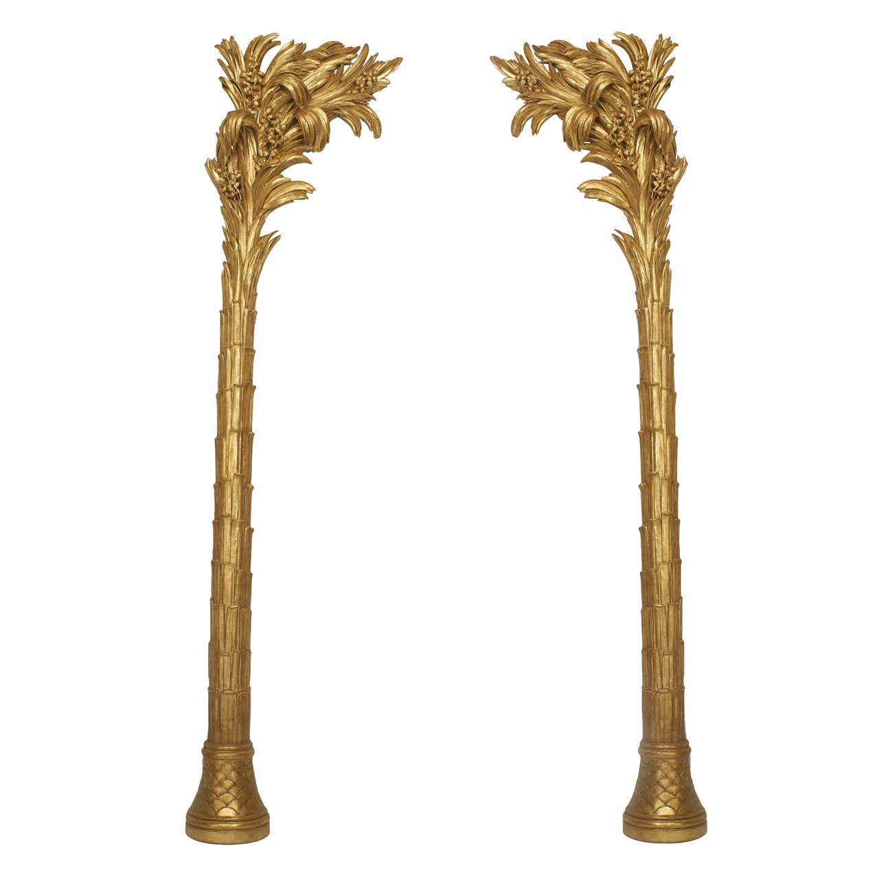 Large Pair of 18th Century Rococo Gilt Carved Palm Trees at 1stDibs