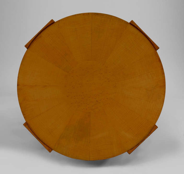 Italian Art Deco Round Bird's Eye Maple End Table at 1stdibs