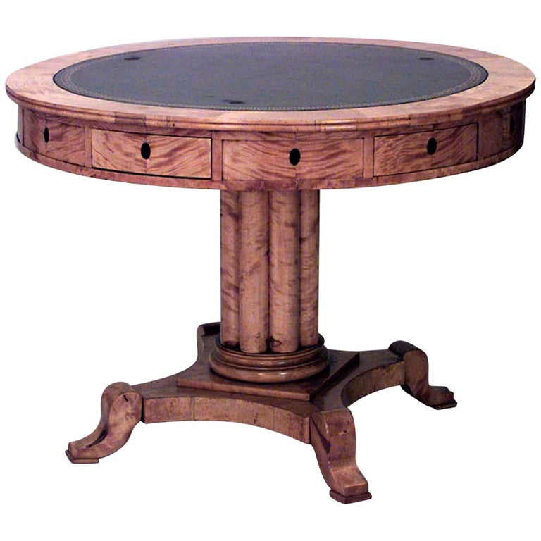 Mid-19th c. Swedish Biedermeier Leather Inset Center Table at 1stDibs