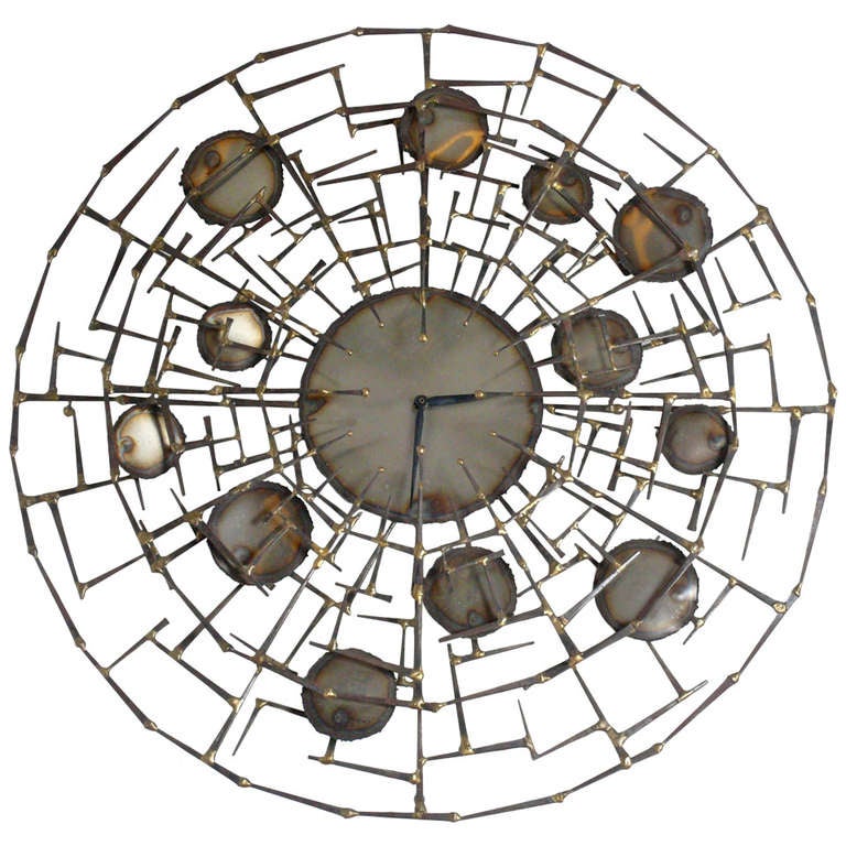 1960s Simmons Nail Art Wall Clock Sculpture at 1stDibs