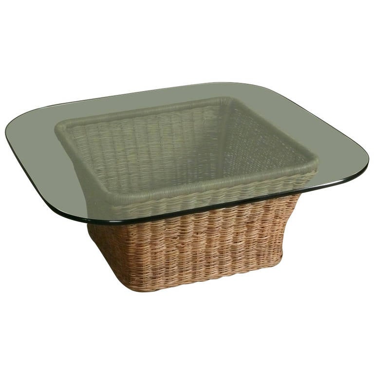 Brown Jordan Rattan Cocktail Table at 1stDibs