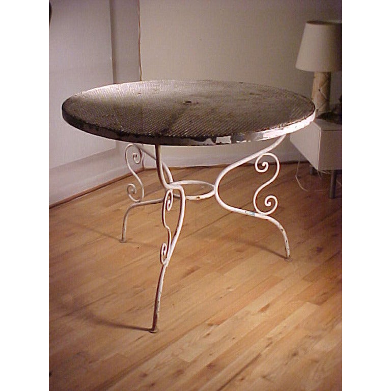 Vintage French Garden Patio Outdoor Wrought Iron Dining Dinette Table ...