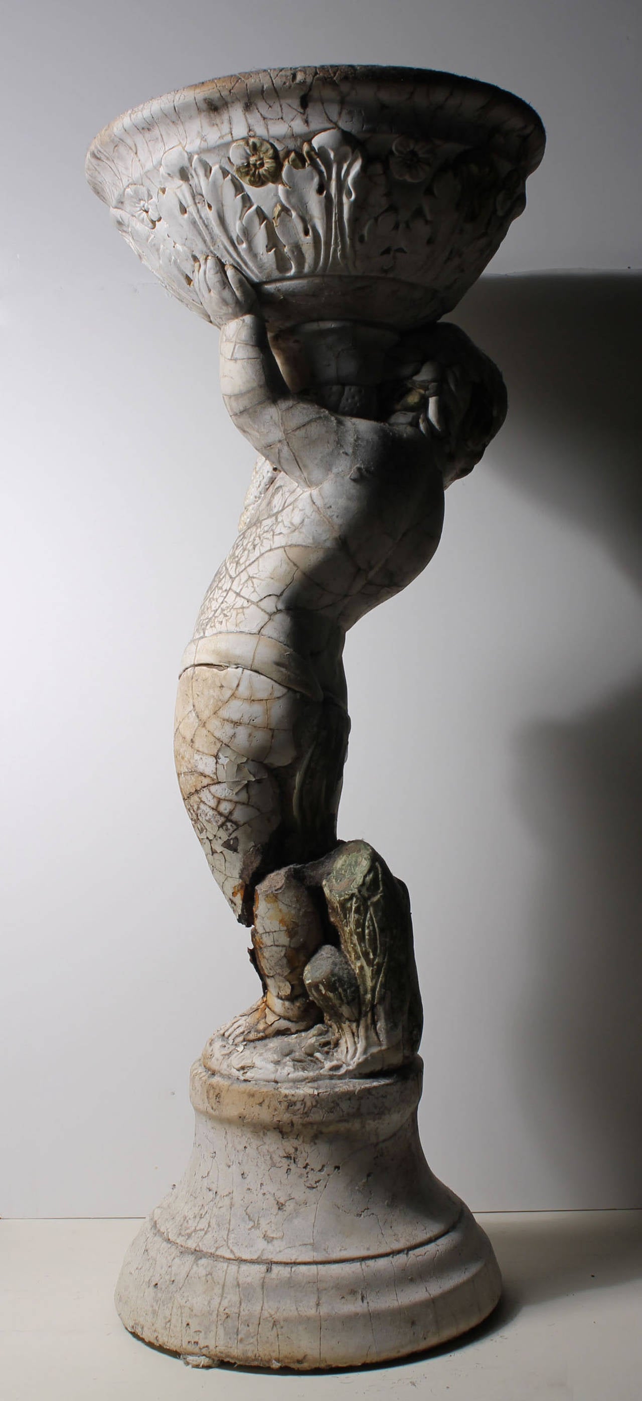 Large Beaux Arts Putti Cherub Cement Garden Ornament Planter For Sale ...