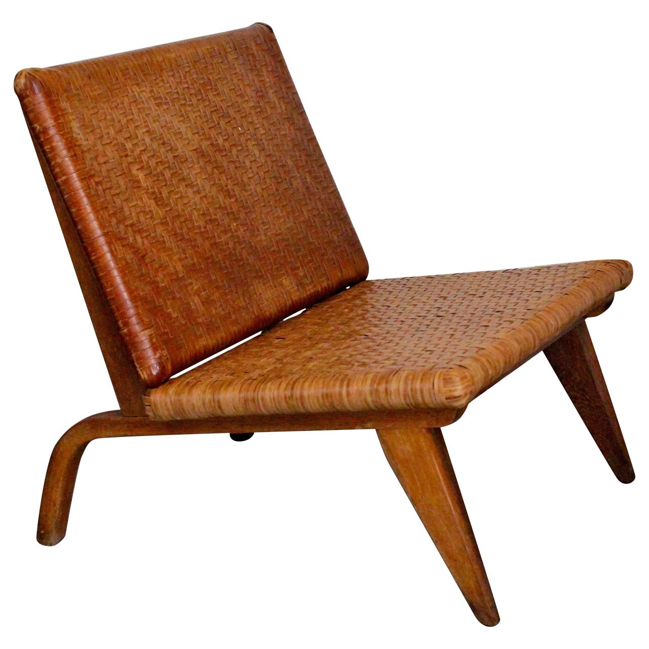 Rare Edward Durell Stone Fulbright Industries Oak Lounge Chair, 1945 at ...