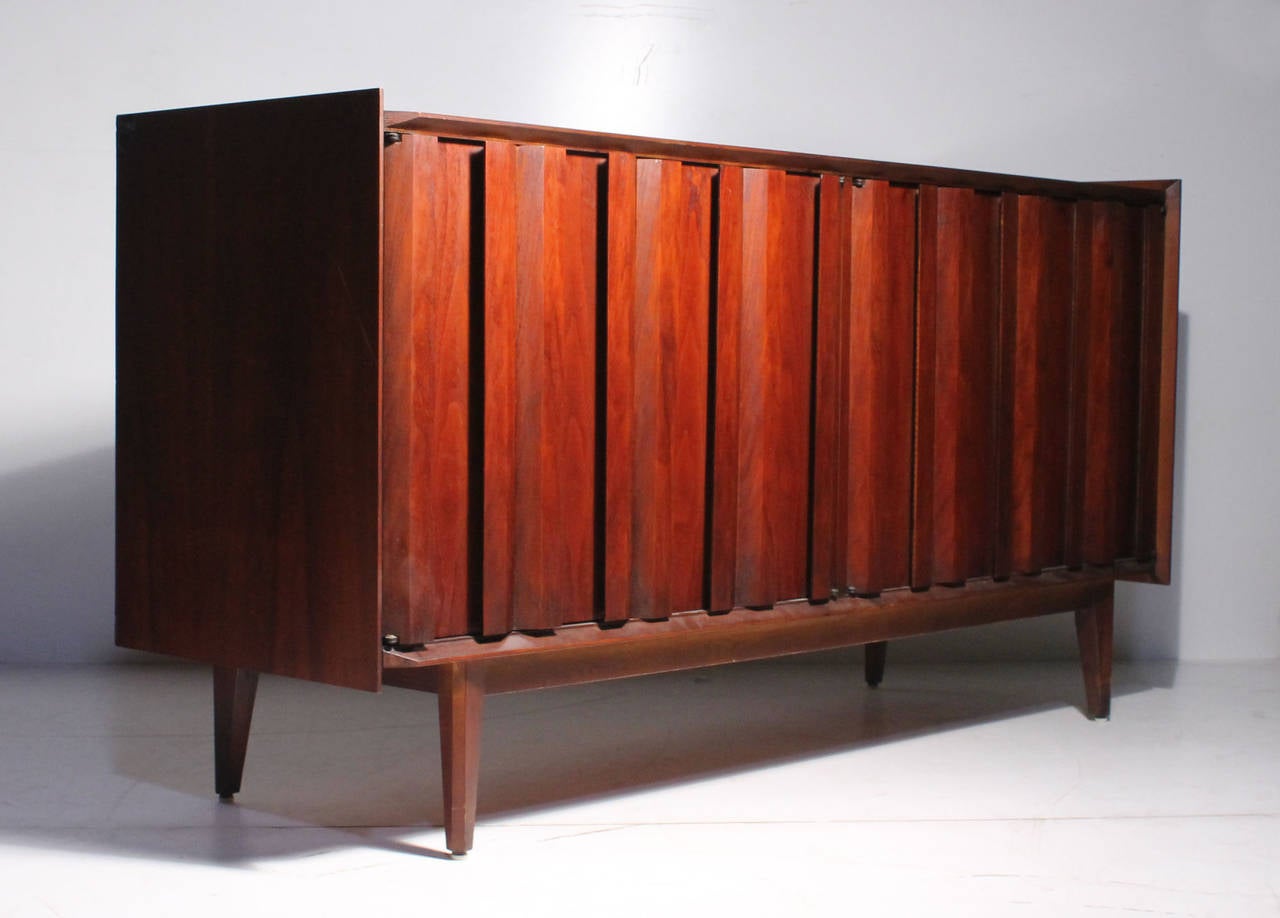 Lane Sideboard Cabinet Brutalist Period in style of Milo Baughman For ...