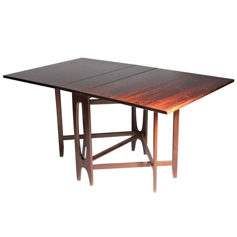 Danish modern Rosewood gate leg dinette table style of Bruno Mathsson ...