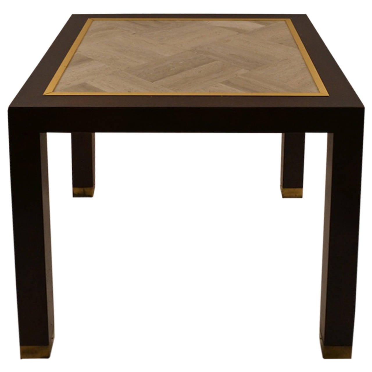 Square End Table with Parquetry Marble Top For Sale at 1stdibs