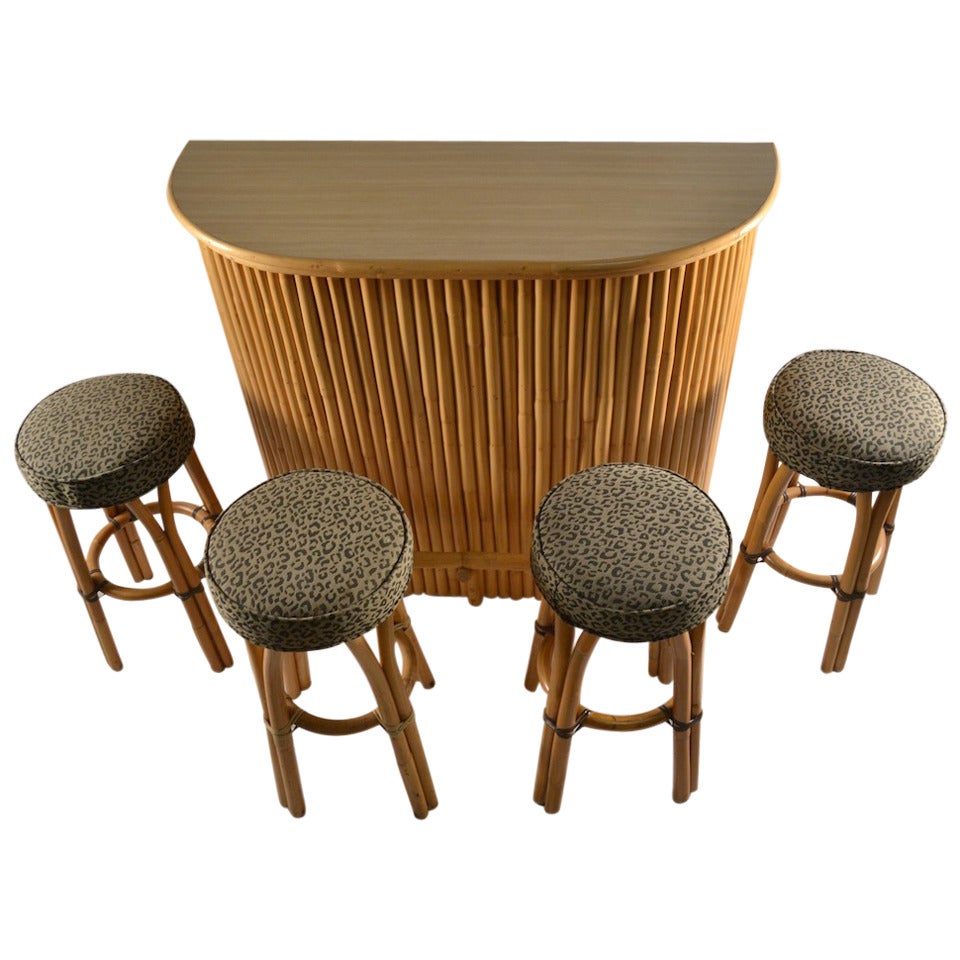 5 Piece Bamboo Bar with Stools at 1stDibs