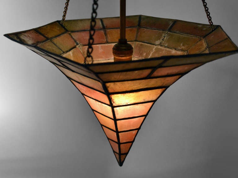 Arts and Crafts Capiz Shell "Witches Cap" chandelier at 1stDibs | arts ...