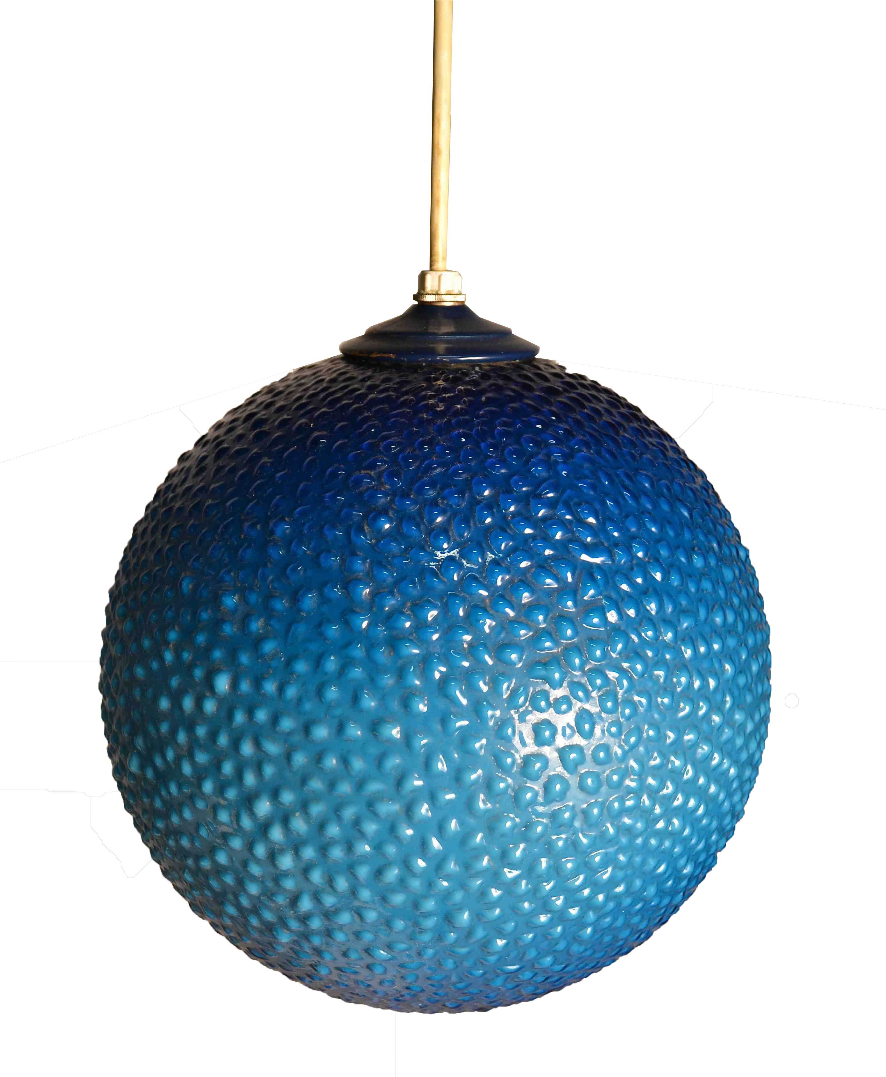 Textured Blue Glass Hanging Ball Globe at 1stdibs