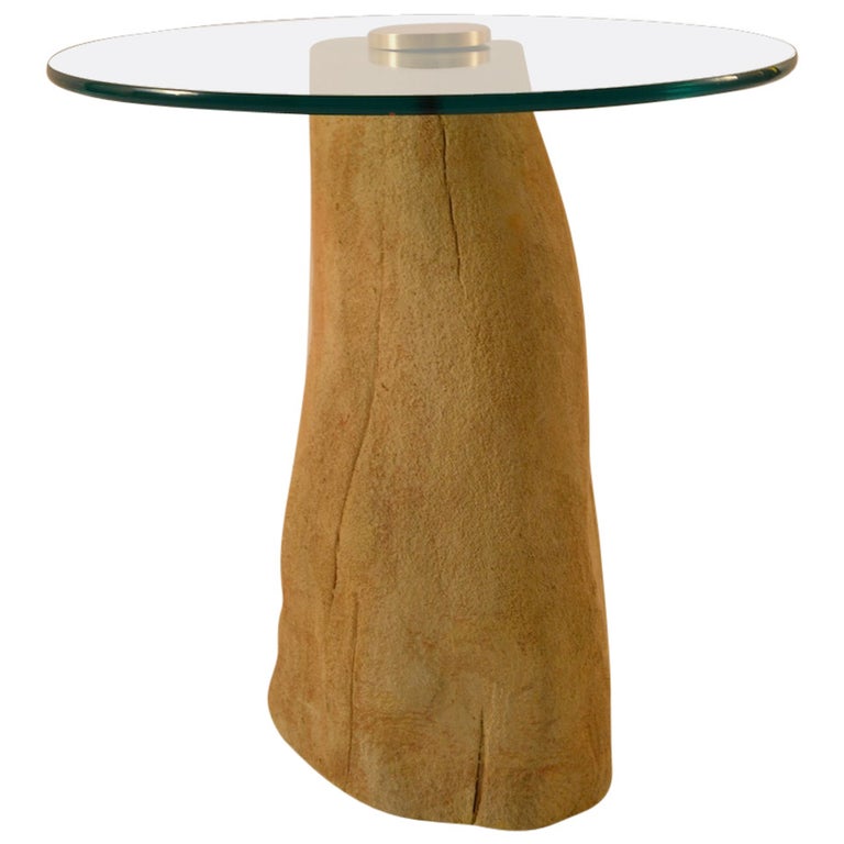 Tree Trunk Base Plate Glass Top Table at 1stDibs