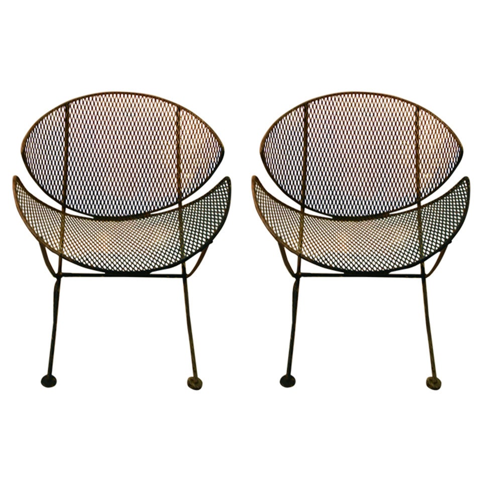 Pair of Tempestini for Salterini "Clam Shell" or "Slice" Iron Chairs at ...