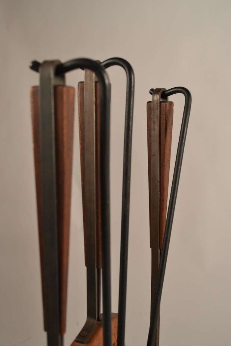 Five-Piece Mid Century Fireplace Tools with Log Holder at 1stDibs ...