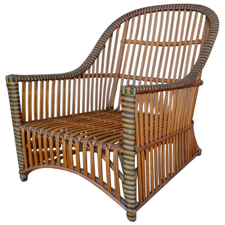Ficks Reed Wicker Club Chair at 1stDibs