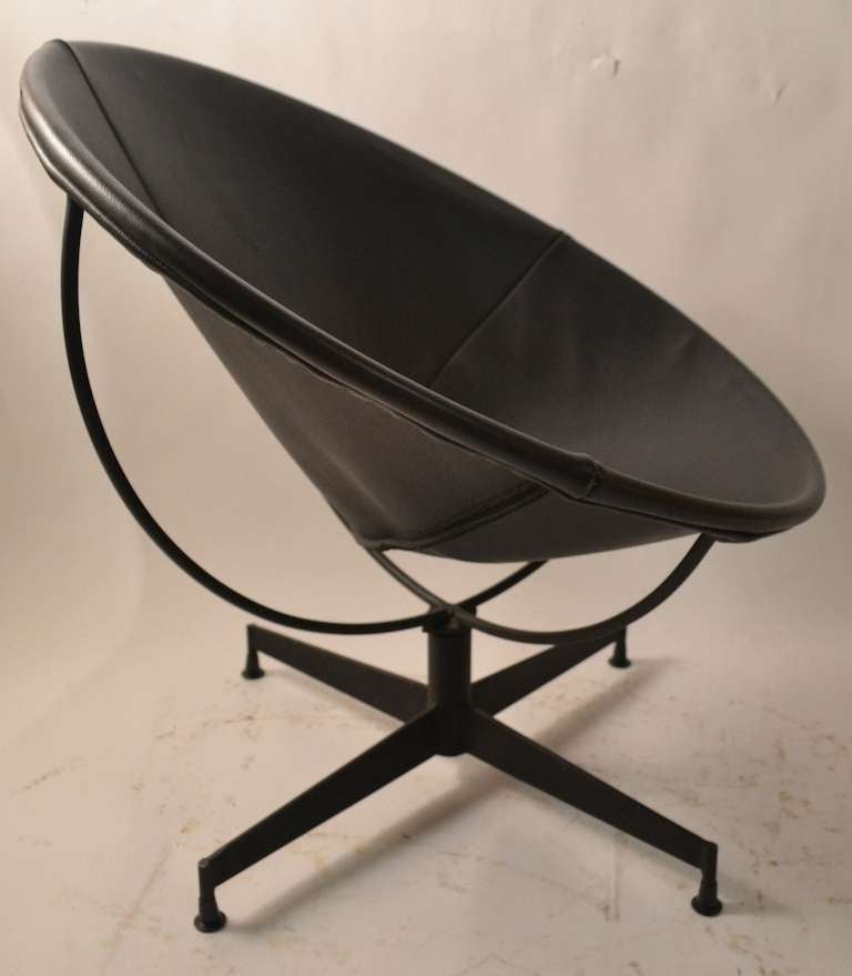 Swivel Scoop Chair in Leather with Iron Frame at 1stDibs | leather ...