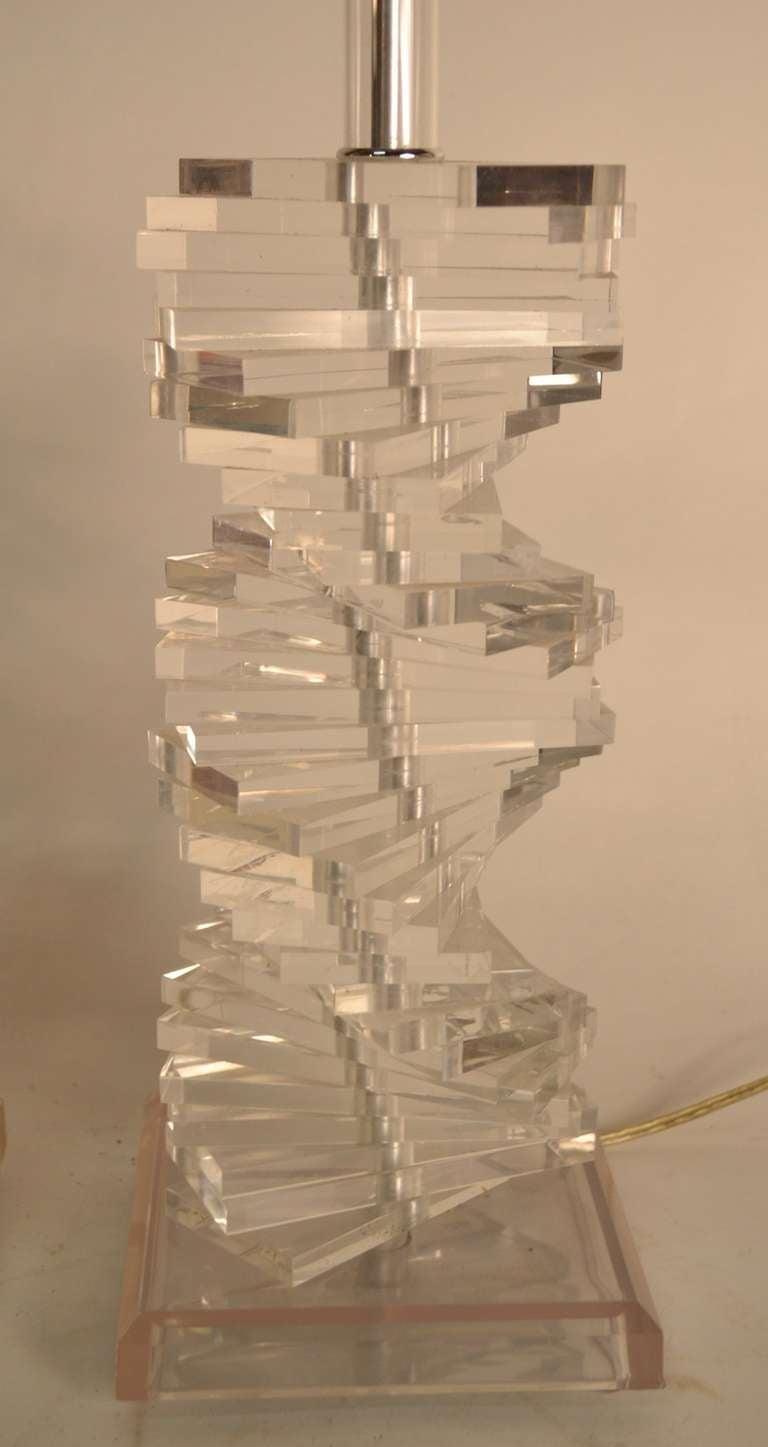 Pair Lucite Twisted Form Lucite Table Lamps at 1stDibs