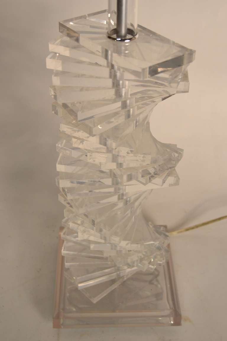 Pair Lucite Twisted Form Lucite Table Lamps at 1stDibs