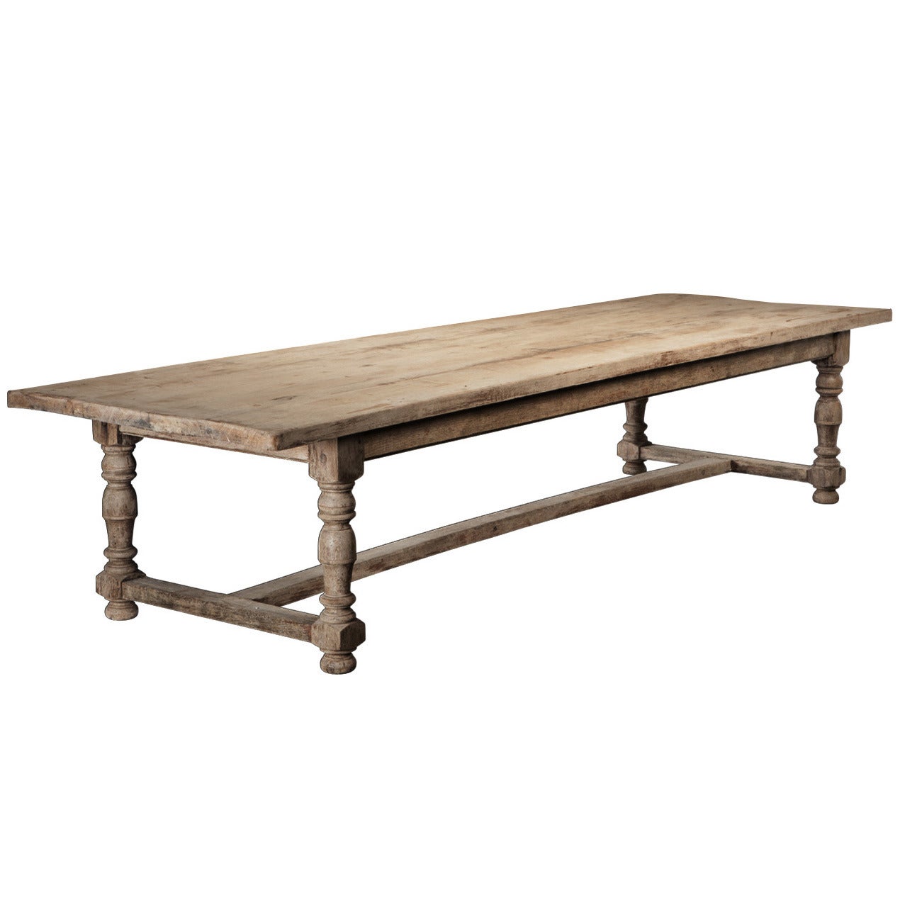 Large Turned Leg Dining Table at 1stDibs