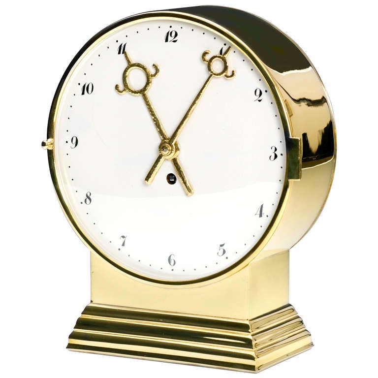 Josef Hoffmann, Brass Mantel Clock, Vienna Secession at 1stDibs