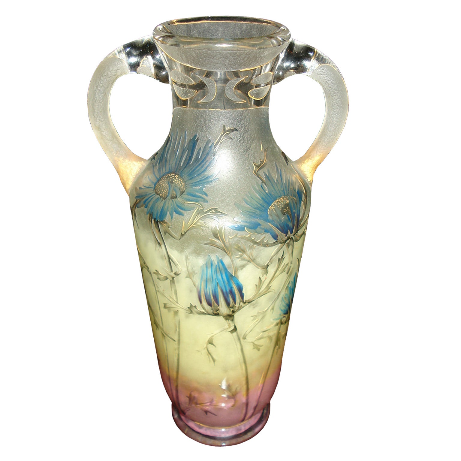 Very Rare Daum Nancy Vase with Crystal Handles at 1stDibs