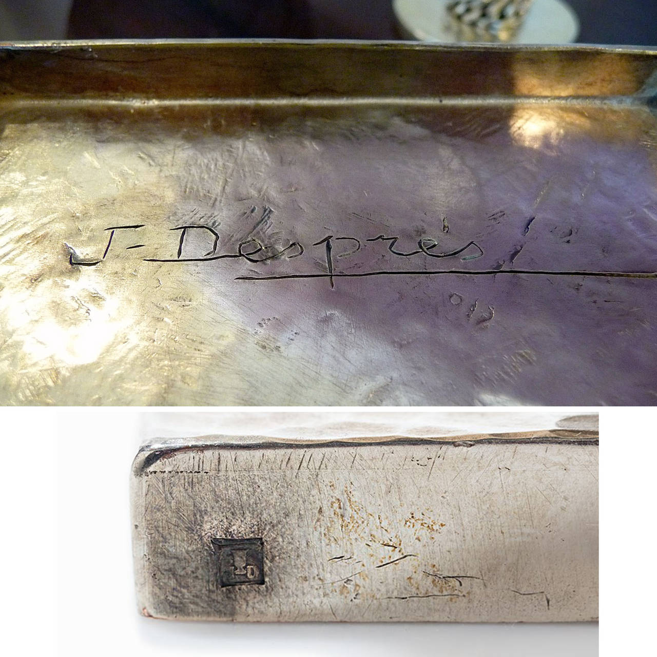 Exceptional Geometric Design Silvered Metal Bowl by Jean Despres at 1stDibs