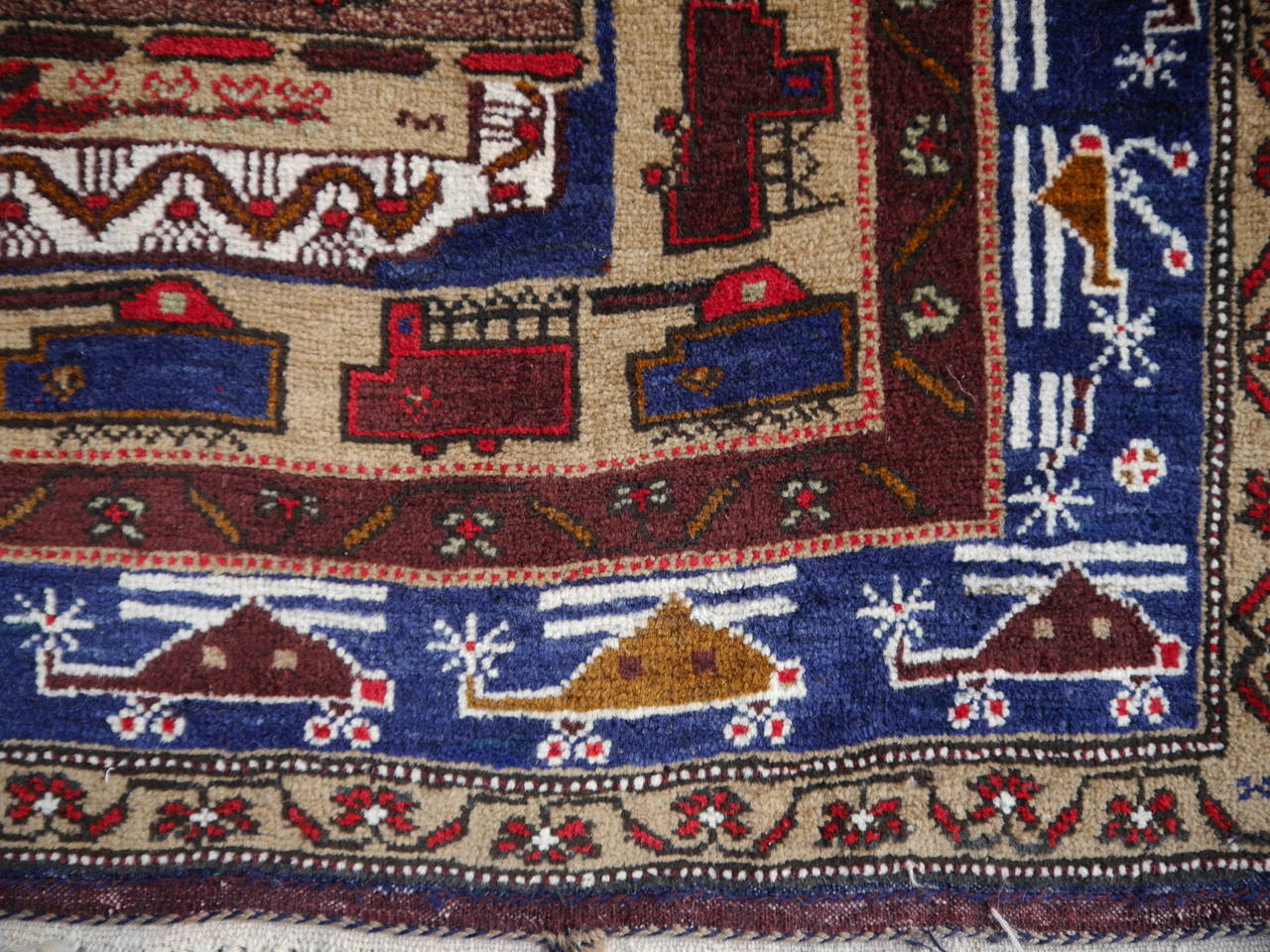 Vintage Afghan War Rug with Tanks and Helicopters For Sale at 1stdibs
