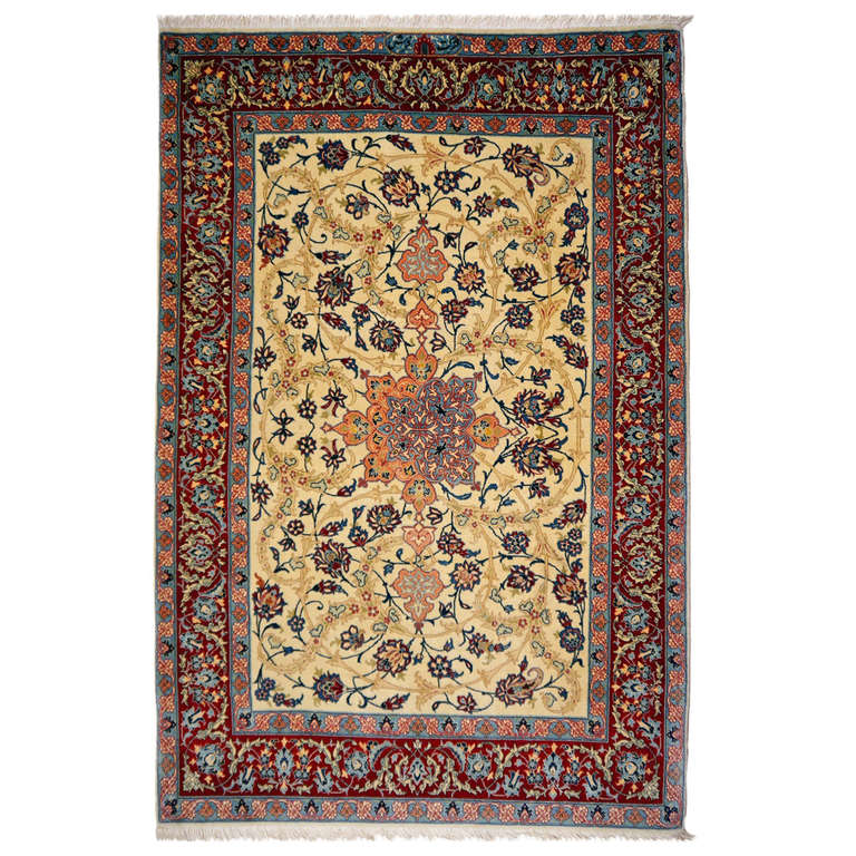 Fine Signed Isfahan Rug at 1stDibs