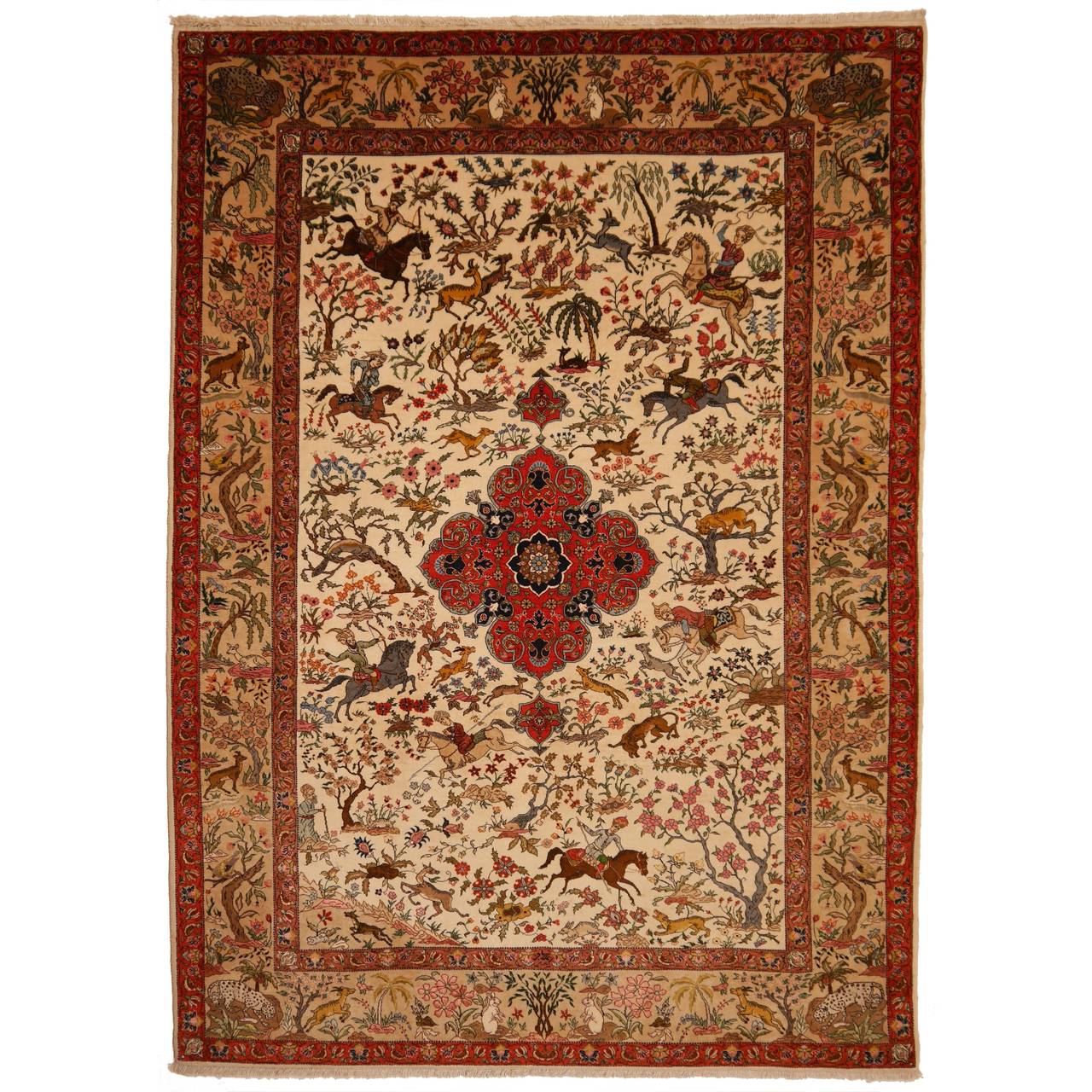 Antique Tabriz Hunting Rug Signed by Master Alabaf at 1stDibs | antique ...
