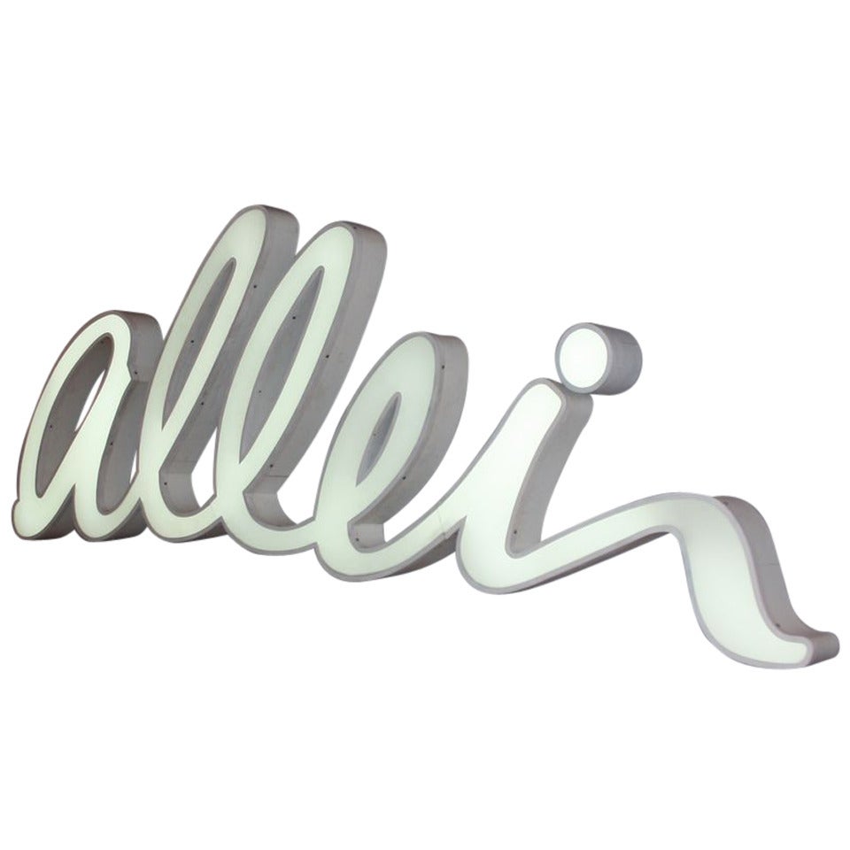 A.L.L.E.I.N, Very Large Metal Sign, Illuminated For Sale at 1stDibs
