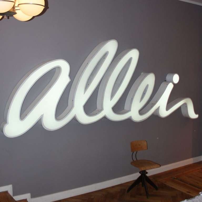 A.L.L.E.I.N, Very Large Metal Sign, Illuminated For Sale at 1stDibs