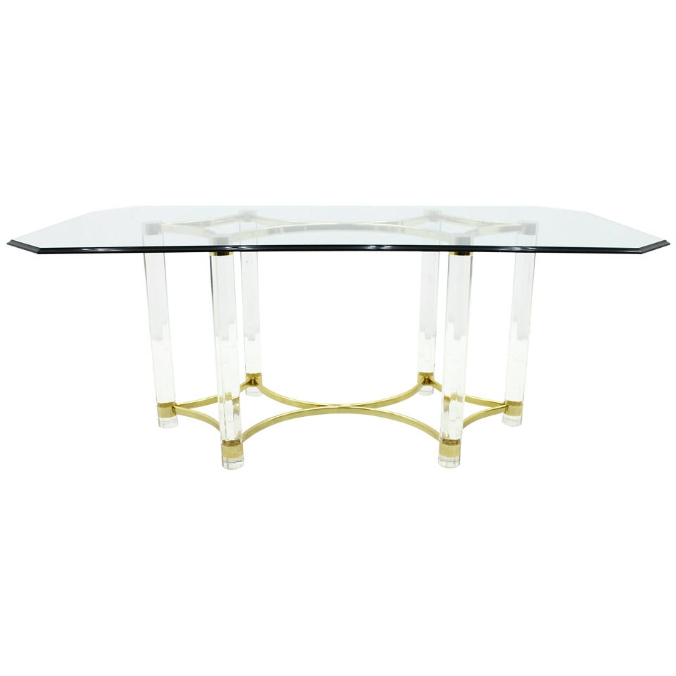 1970s Lucite Butterfly Base and Glass Top Dining Table at 1stDibs