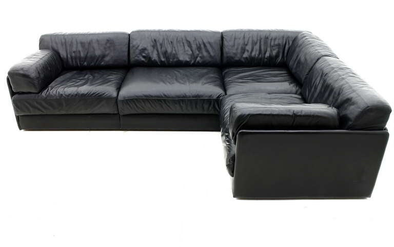 Black Leather Modular Sofa by De Sede, Switzerland at 1stDibs