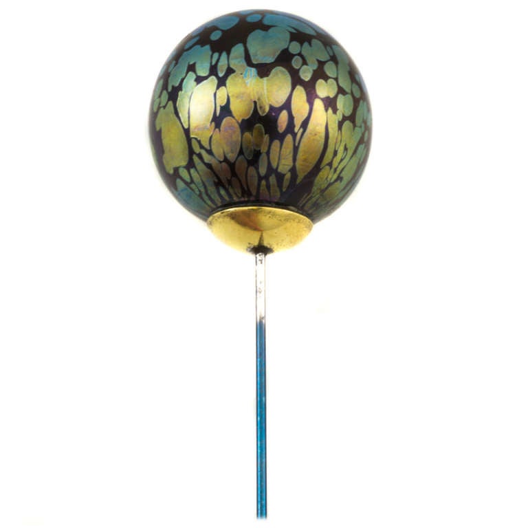 Cobalt Papillion Hat Pin Loetz at 1stDibs