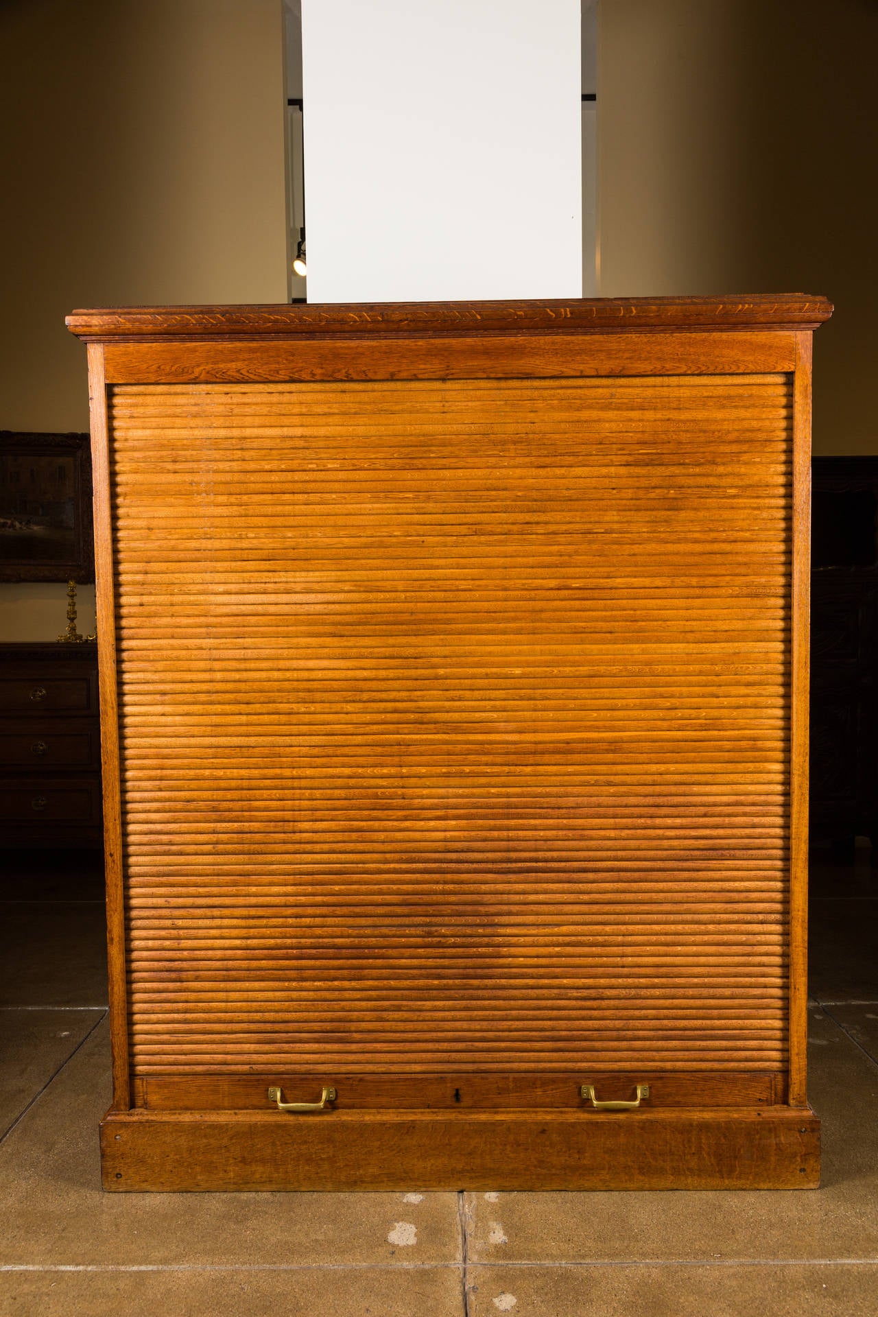 Filing Roller Cabinet in Solid Oak at 1stDibs