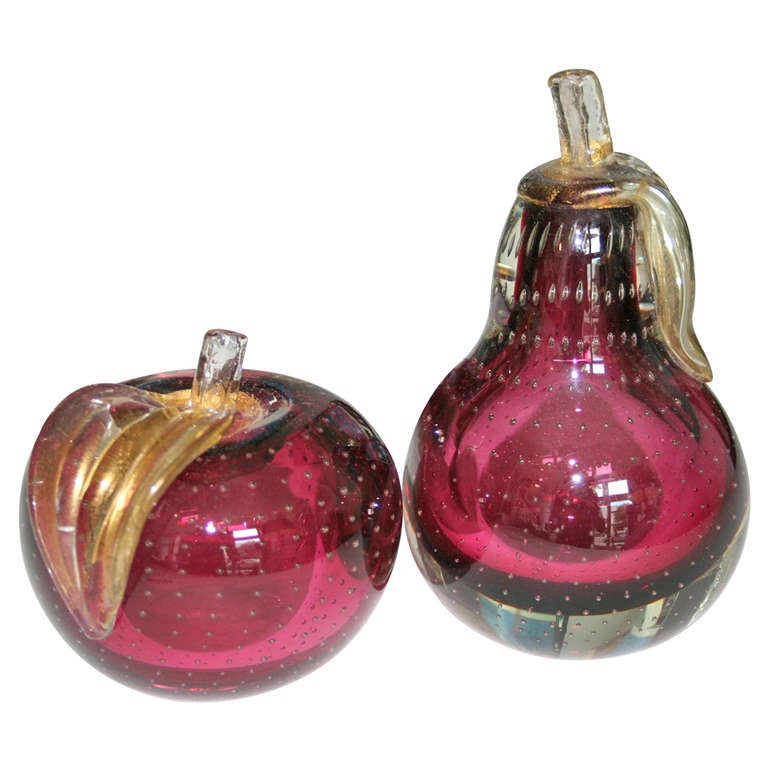 Murano Glass Pear and Apple at 1stDibs
