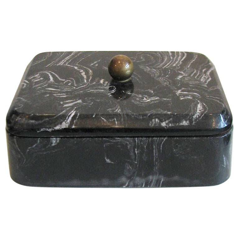 Deco Style Black Marble Box at 1stDibs