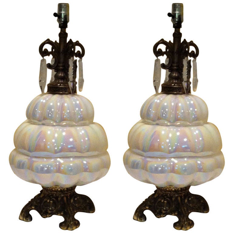 Pair of Opal Table Lamps by FE For Sale at 1stDibs