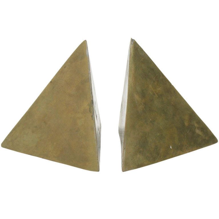 Pair of Brass Pyramid Bookends at 1stDibs