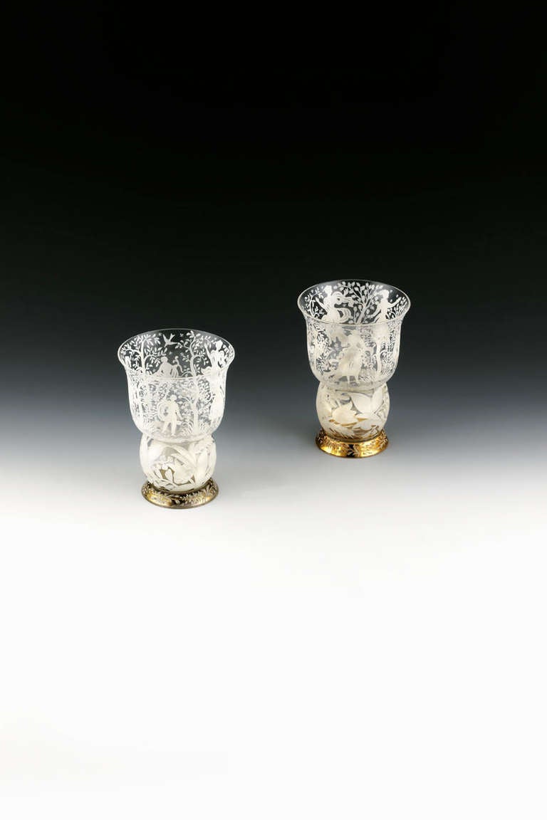 Two Glasses by Reni Schaschl for the Wiener Werkstätte For Sale at 1stDibs